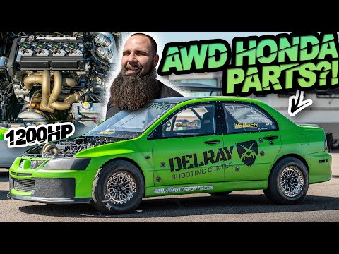 1200HP Evo with AWD HONDA DRIVETRAIN PARTS?! (THE LAUNCH IS PERFECT ...