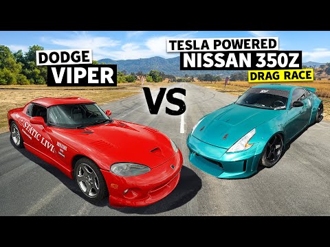 Tesla Swapped Nissan 350Z vs 460hp Dodge Viper Drag Race // THIS vs TH ...
